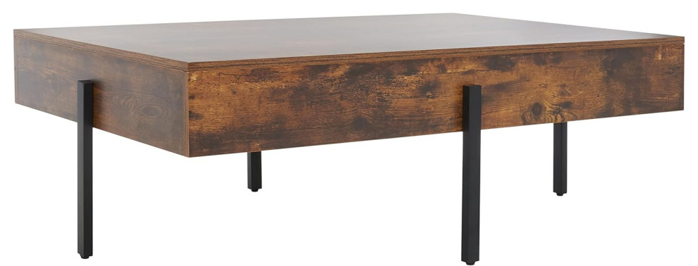 Modern Coffee Table, Metal Legs With Thick Rectangular Wood Top ...