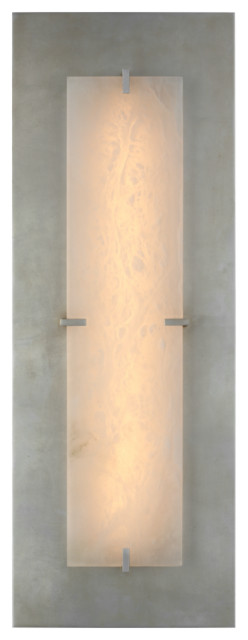 Dominica Wall Sconce, 1-Light, LED, Silver Leaf, Alabaster Shade, 27.5 ...