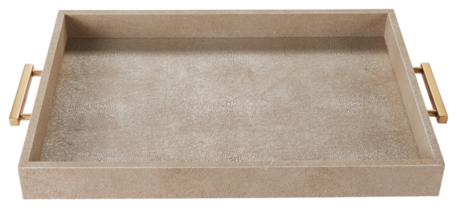 Cream Rectangular Tray with Metallic Handles | Andrew Martin Porto ...