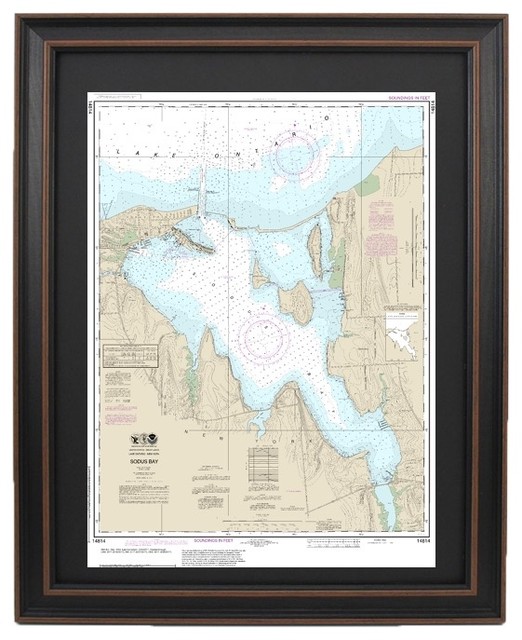 Poster Size Framed Nautical Chart, Lake Ontario, Sodus Bay, 26x36 ...