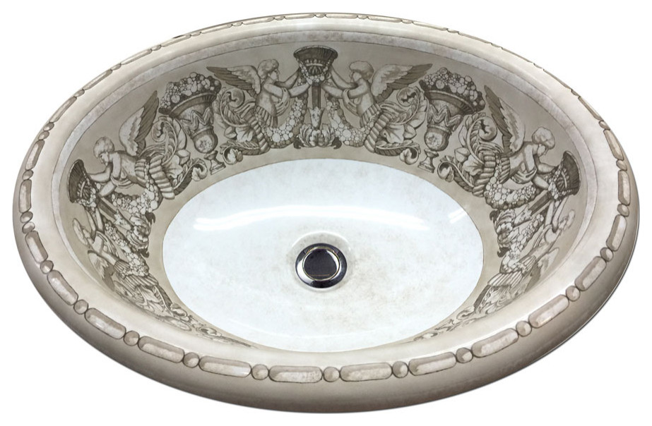 Hand Painted Sink "Roma" Donna Drop-In Sink - Traditional - Bathroom ...