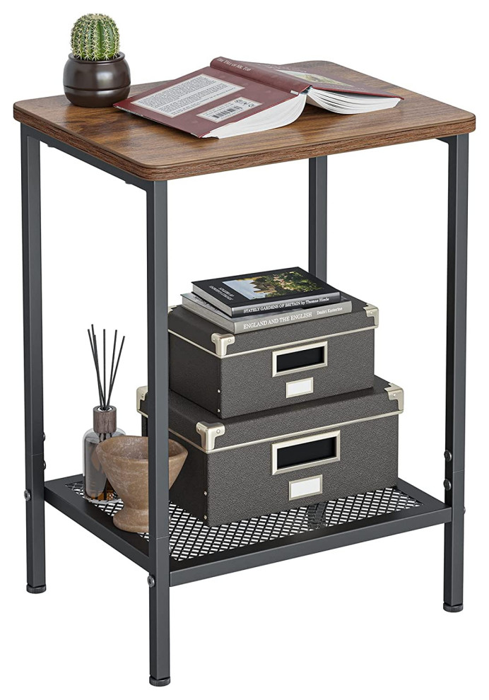2-Tier Small Side Table with Shelf, Sofa Table for Living Room, Deep ...