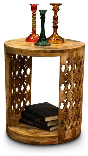 Steve Silver Brinley Round End Table With natural Finish BR180E ...