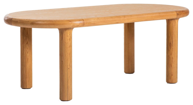 Destiny 83" Oval Solid Oak Dining Table, Brown - Transitional - Dining ...