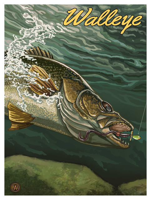 by Artist Paul A. Lanquist Walleye Art Print, 9"x12" - Contemporary - Fine Art Prints - by Art ...