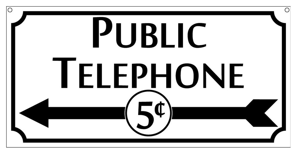 Public Telephone, Novelty Sign With Arrow Vintage Sign, 6"x12 ...