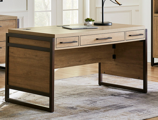 Modern Wood Laminate Office Desk, Writing Table, Light Brown ...