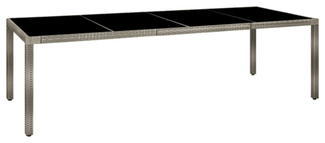 Vidaxl Patio Table Gray 98.4"x39.4"x29.5" Tempered Glass and Poly ...