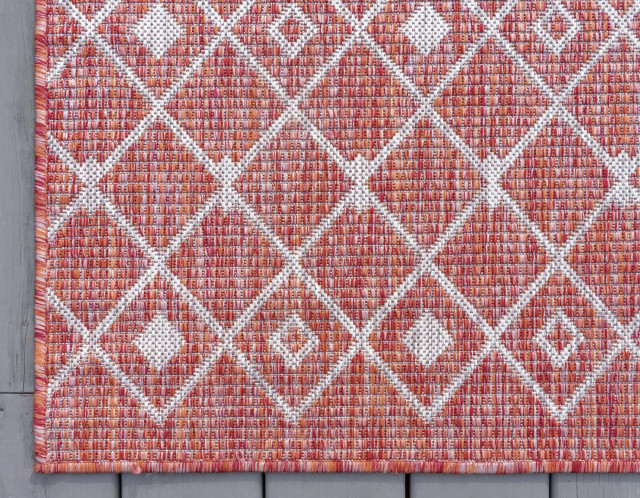 Rug Unique Loom Outdoor Trellis Rust Red Rectangular 10' 0 x 14' 0 ...