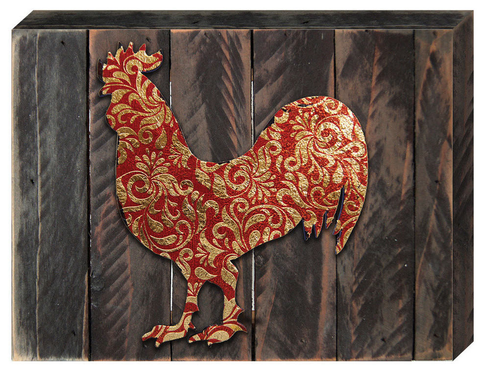 Rooster Farmhouse Block - Farmhouse - Outdoor Wall Art - by G. DeBrekht ...