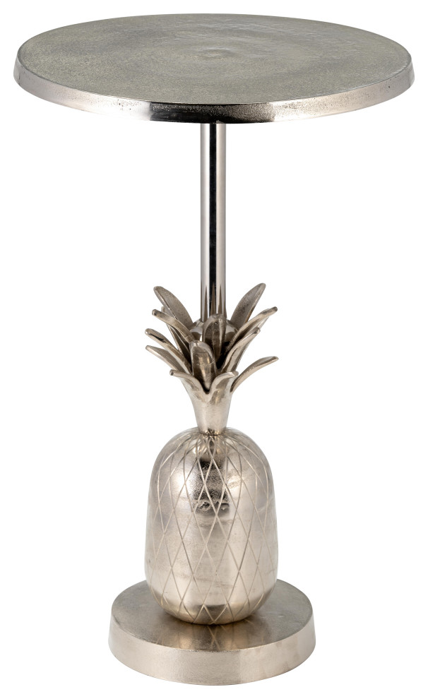 Metal, 15"D/24"H, Silver Pineapple Side Table, Kd, 15x15x24 inches ...