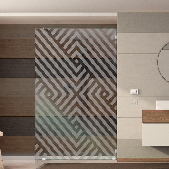 Fixed Shower Screens with Exclusive Etched / Frosted Glass Design, 25-1 ...