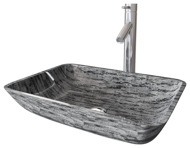 Vigo VGT1902 Titanium 13" Glass Vessel Bathroom Sink - Contemporary ...