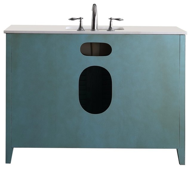 47" Benton Distressed Blue Abbeville Vanity, With Backsplash and Mirror ...