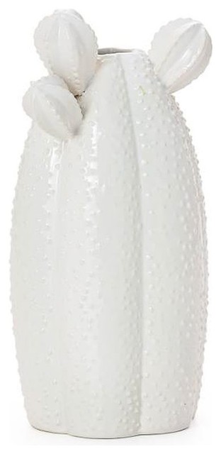 Torre and Tagus Globe Cactus Ceramic Vase, White, 9" - Southwestern ...