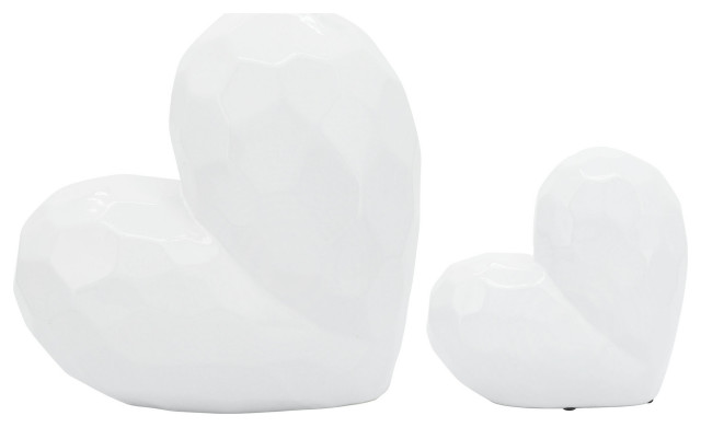 White Ceramic Heart, 8" - Contemporary - Decorative Objects And ...