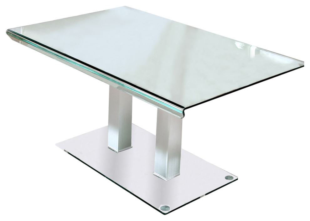 Benzara BM209530 Metal & Glass Dining table With Dual Post Pedestal ...
