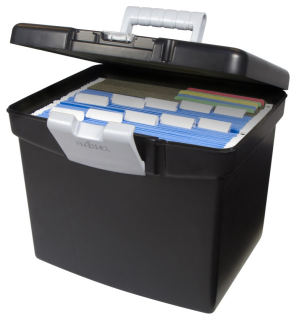 Storex Portable File Box, with XL Storage Lid, Black (Case of 2 ...