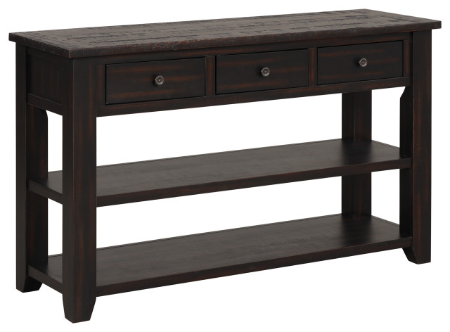 TATEUS 48" Solid Pine Wood Console Table with Storage Drawers ...