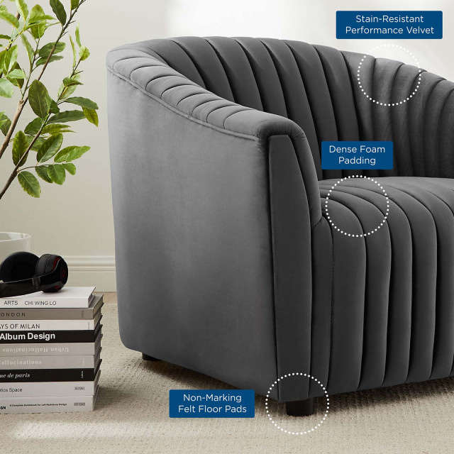 Modway Announce Performance Velvet Channel Tufted Armchair ...