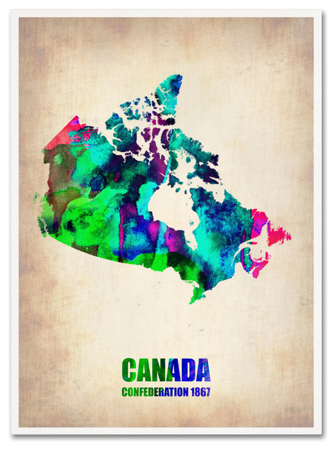 'Canada Watercolor Map' Canvas Art by Naxart, 18" x 24" - Contemporary ...