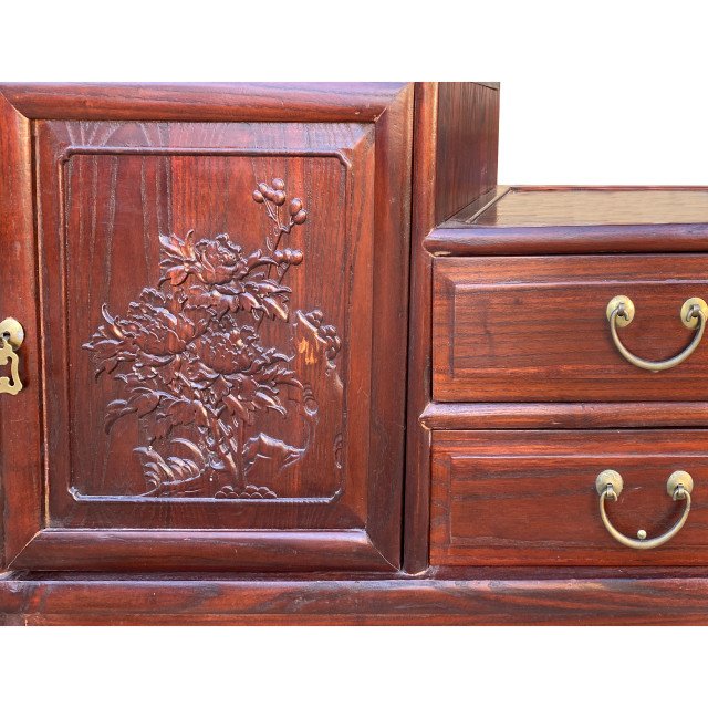 Chinese Brown Half-Round Shape Display Curio Cabinet Room Divider ...