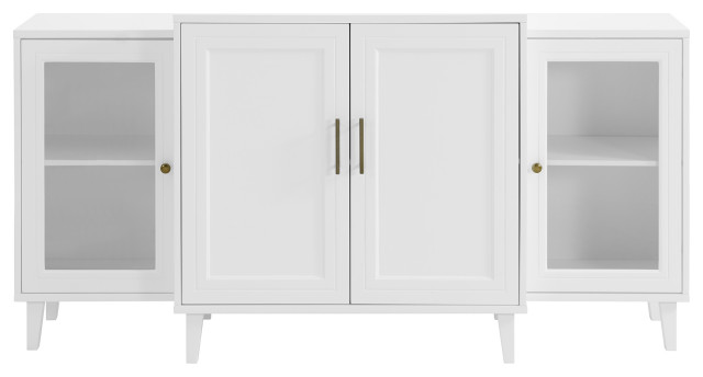 62" 4-Door Tiered Modern Sideboard, White - Transitional - Buffets And ...