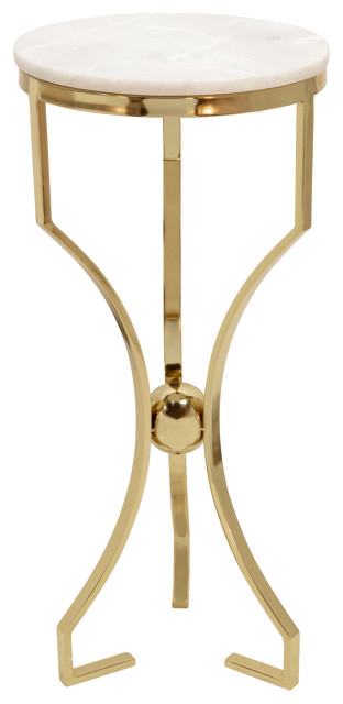 Metal/Marble, Hourglass Shaped Legs Table, Gold - Contemporary - Side ...