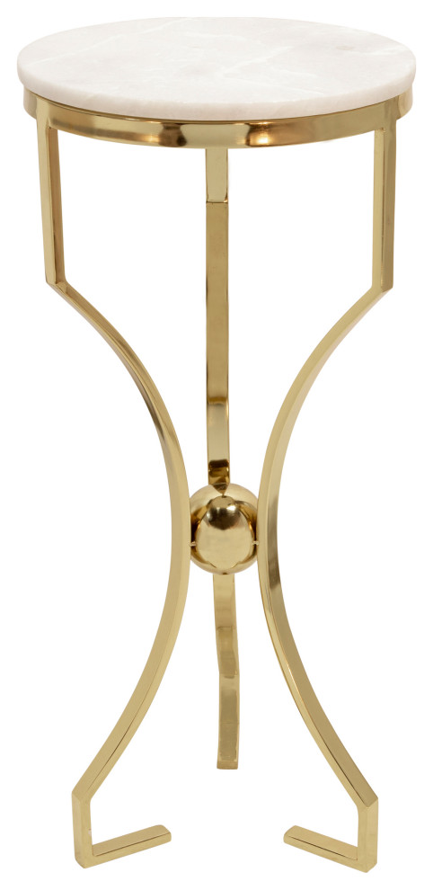 Metal/Marble, Hourglass Shaped Legs Table, Gold - Contemporary - Side ...