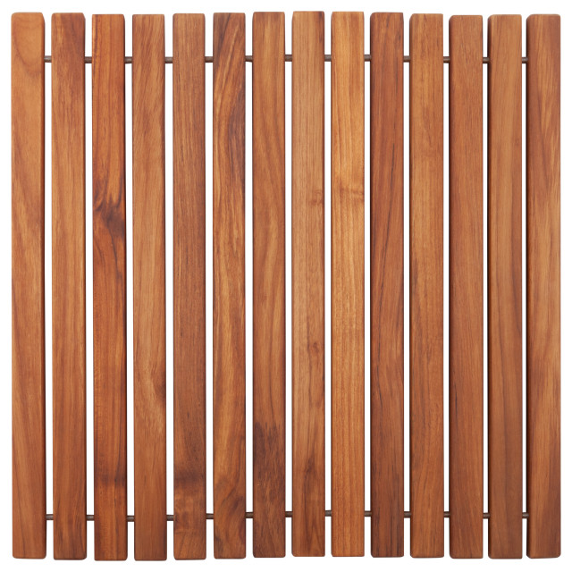 Nordic Style Oiled Teak Shower/Bath String Mat 19.6"x19.6 ...