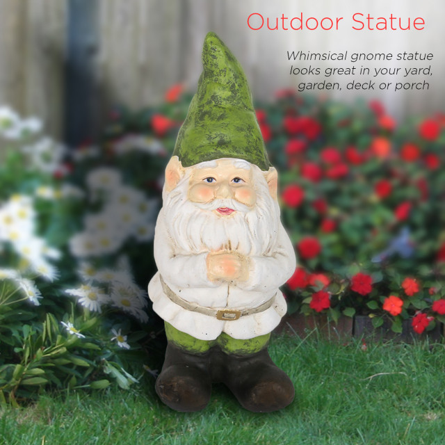 12" Tall Outdoor Garden Gnome Folding Hands Yard Statue Decoration ...