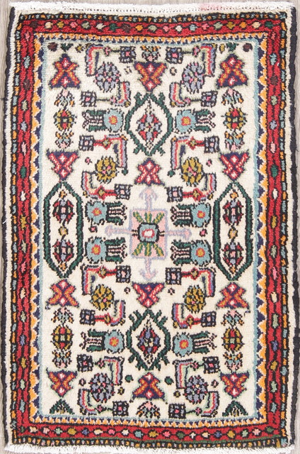 Consigned, Malayer Geometric Persian Handmade Oriental Rug, Beige, 2'10 ...