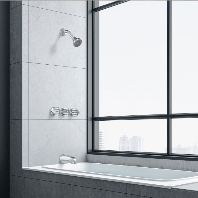 Central Brass Three Handle Tub & Shower Set - Contemporary - Tub And ...