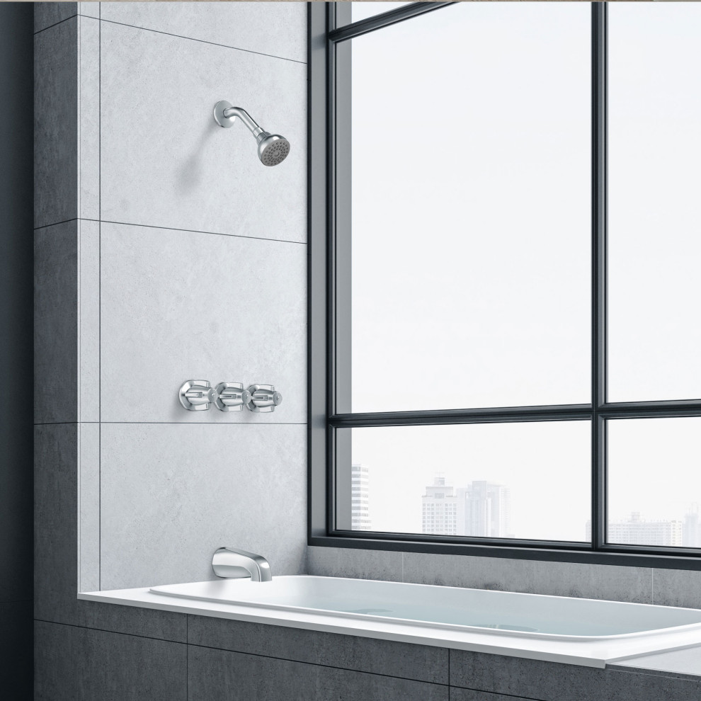Central Brass Three Handle Tub & Shower Set - Contemporary - Tub And ...