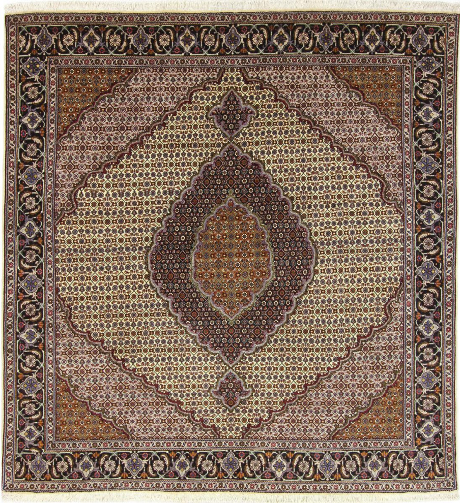 Persian Rug Tabriz Mahi 7'0"x6'8" Hand Knotted, 7'0"x6'8" - Traditional ...