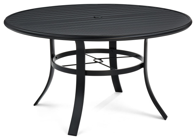 Slat Top Round Dining Table, 54 - inch wide - Transitional - Outdoor ...