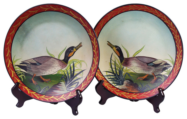 Duck Plates and Plate Stands, Set of 2 - Traditional - Decorative ...