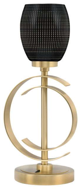 1-Light Table Lamp, New Age Brass Finish, 5" Black Matrix Glass ...