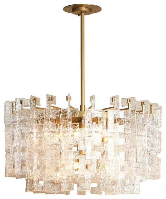 Spectacular Glass Chain Links Chandelier Art Glass Gold 38 in Round ...