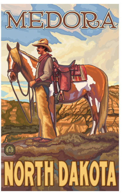 by Artist Paul A. Lanquist Medora North Dakota Cowboy Art Print, 30"x45 ...