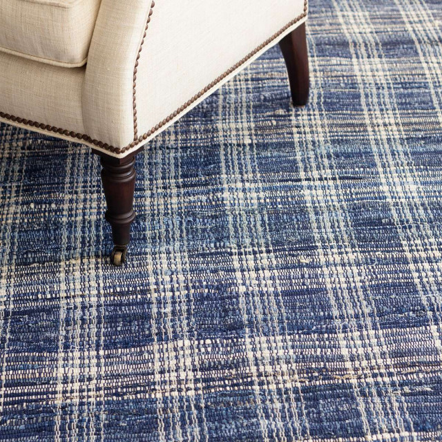 Denim Plaid Woven Cotton Rug, Runner-2.5'x8' - Contemporary - Hall And ...