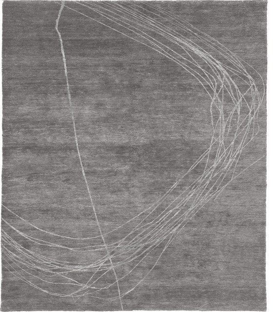 Structure B Wool Hand Knotted Tibetan Rug, 8' Square - Contemporary ...