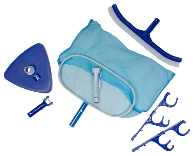 6-Piece Blue Assorted Pool Maintenance Cleaning Kit - Modern - Pool ...