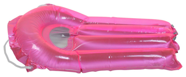 30" Inflatable Transparent Pink With Metallic Silver Surf Rider Pool ...