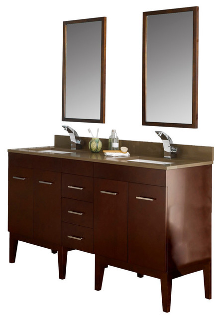 Ronbow 58" Venus Solid Wood Double Vanity Set, Dark Cherry ...