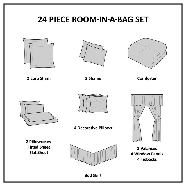 Madison Park Essentials Joella 24 Piece Room, a Bag - Transitional ...