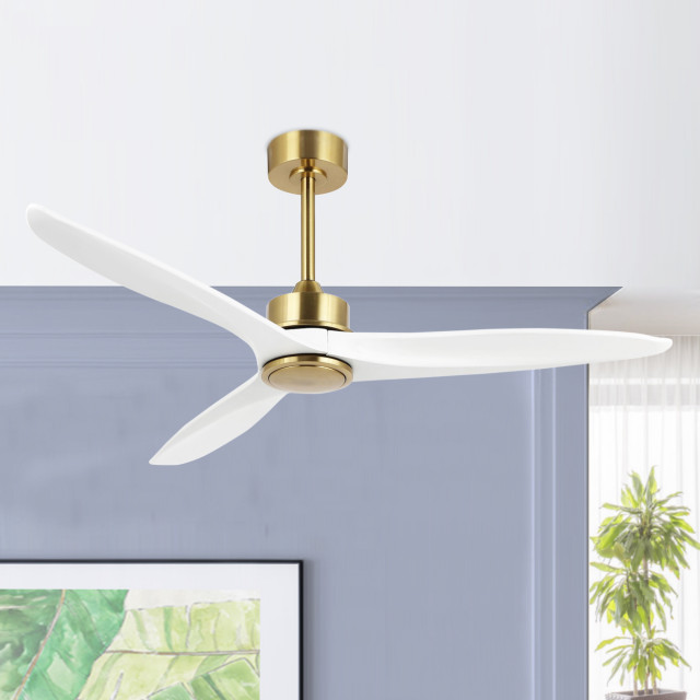 52" Solid Wood 3-Blade Propeller Ceiling Fan With Remote - Transitional ...