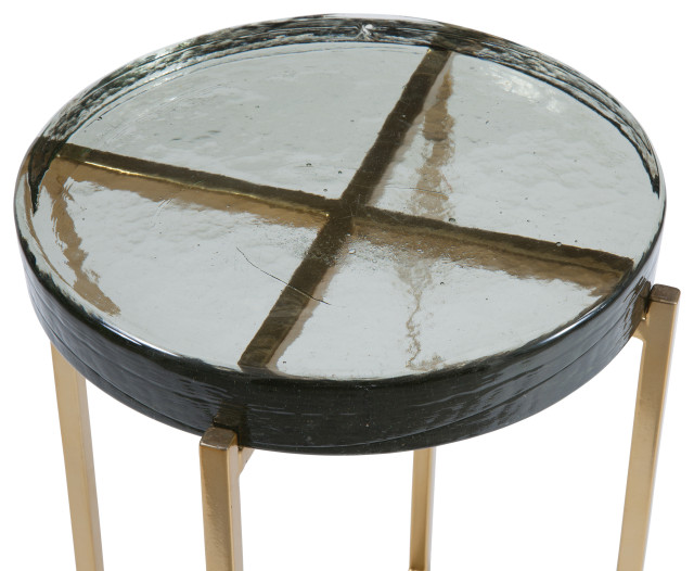 Gold Cast Glass Marilее Accеnt Tablе Uniquе Mеtal and Glass ...