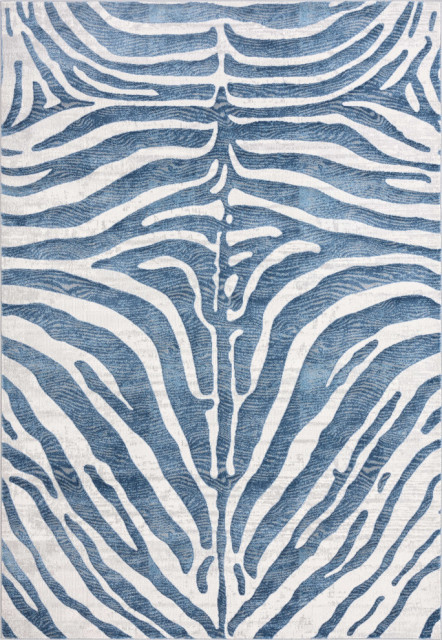 Abani Nova NOV170A Blue Grey Zebra Print Area rug, 7'9" x 10'2 ...