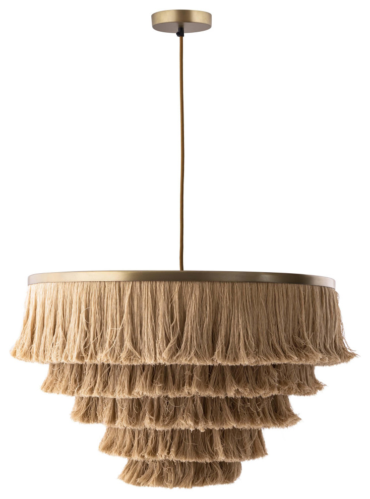 Sarai Natural Fringe Pendant - Transitional - Pendant Lighting - by TOV ...